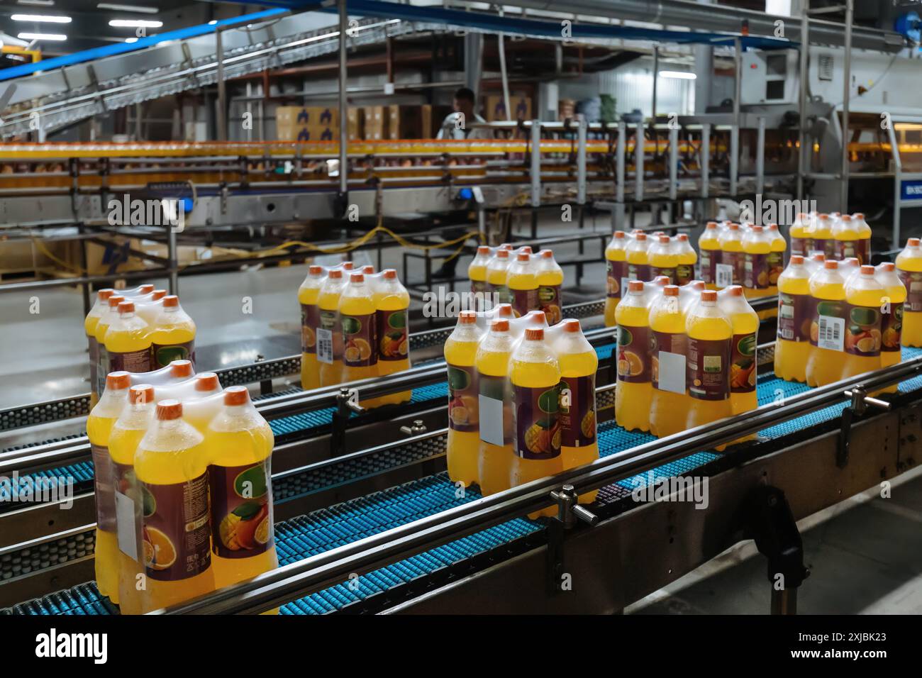 Production line of bottling of beverage into plastic bottles and ...