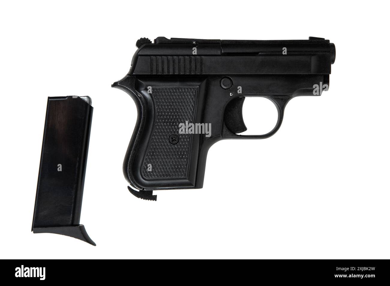 Modern semi-automatic pistol. Small short-barreled weapon for concealed ...