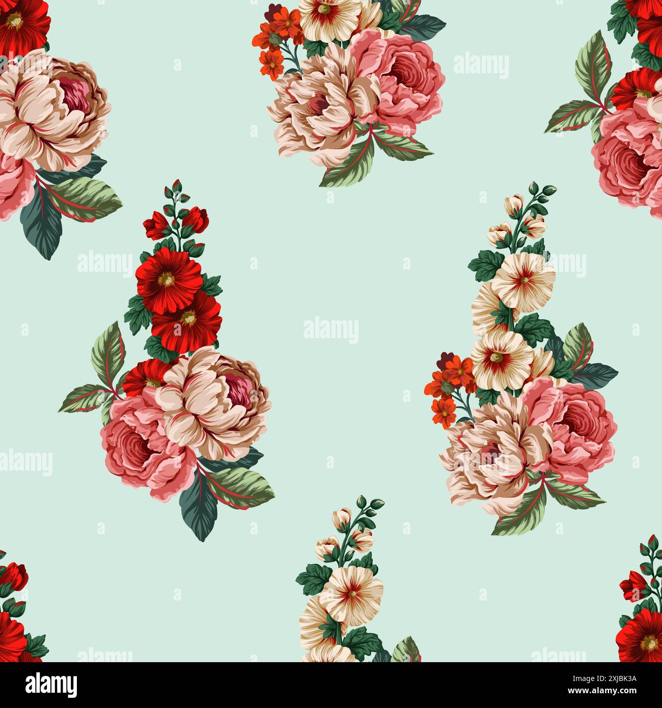 Seamless pattern with mallows and other flowers. Vector Stock Vector ...