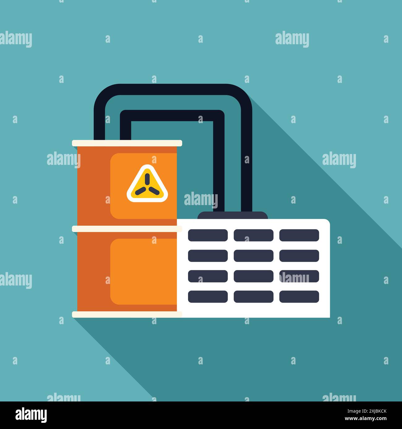 Industrial flat style icon depicting radioactive waste storage facility ...
