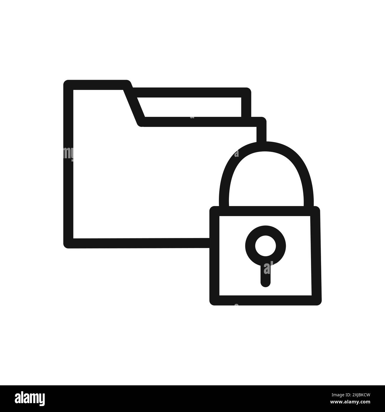 Files and Folders Security icon linear vector graphics sign or symbol set for web app ui Stock ...