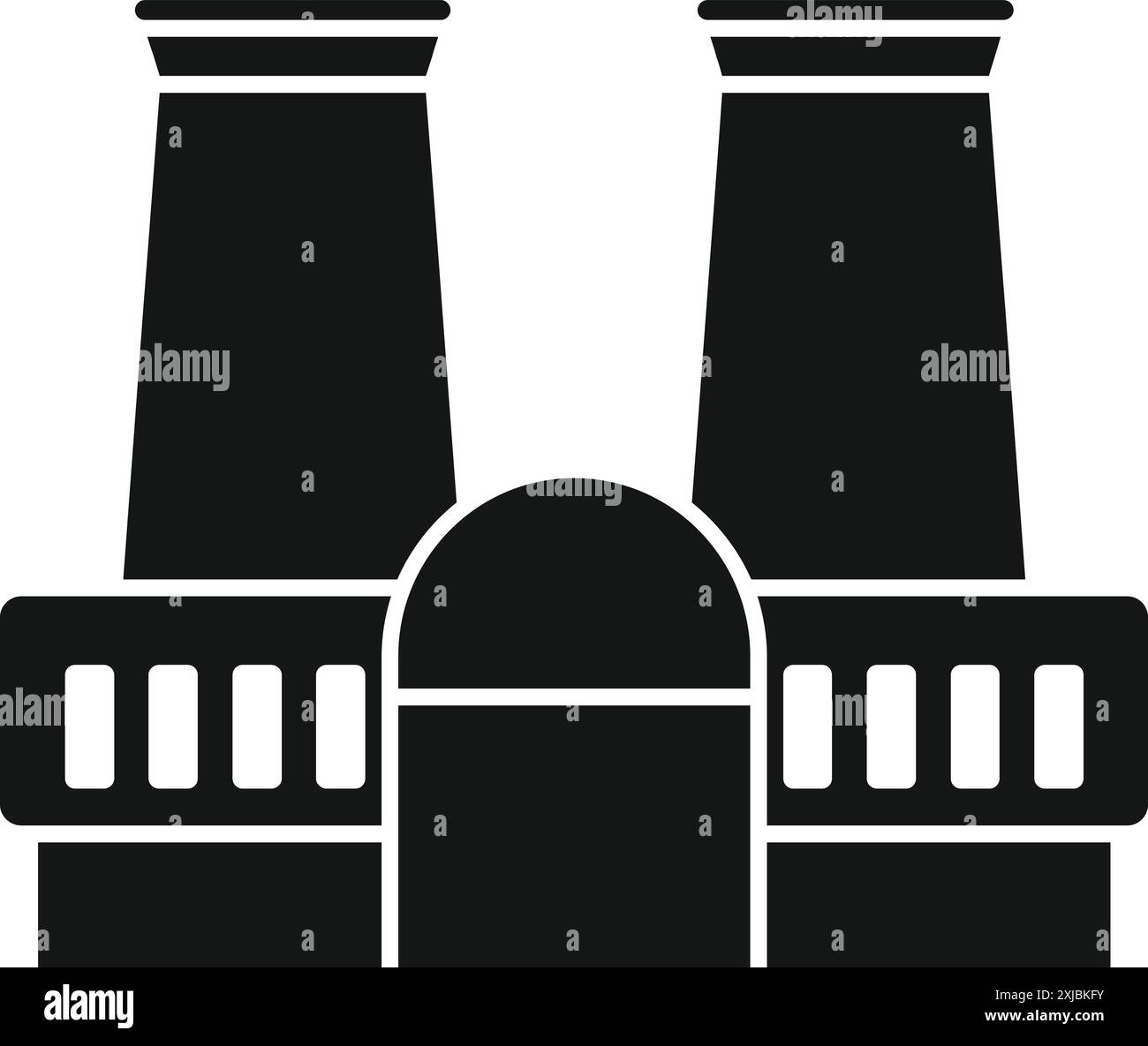Nuclear power plant building generating electricity from atomic energy ...