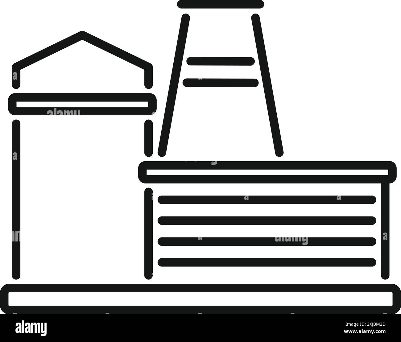 Black and white line drawing representing an oil extraction platform ...