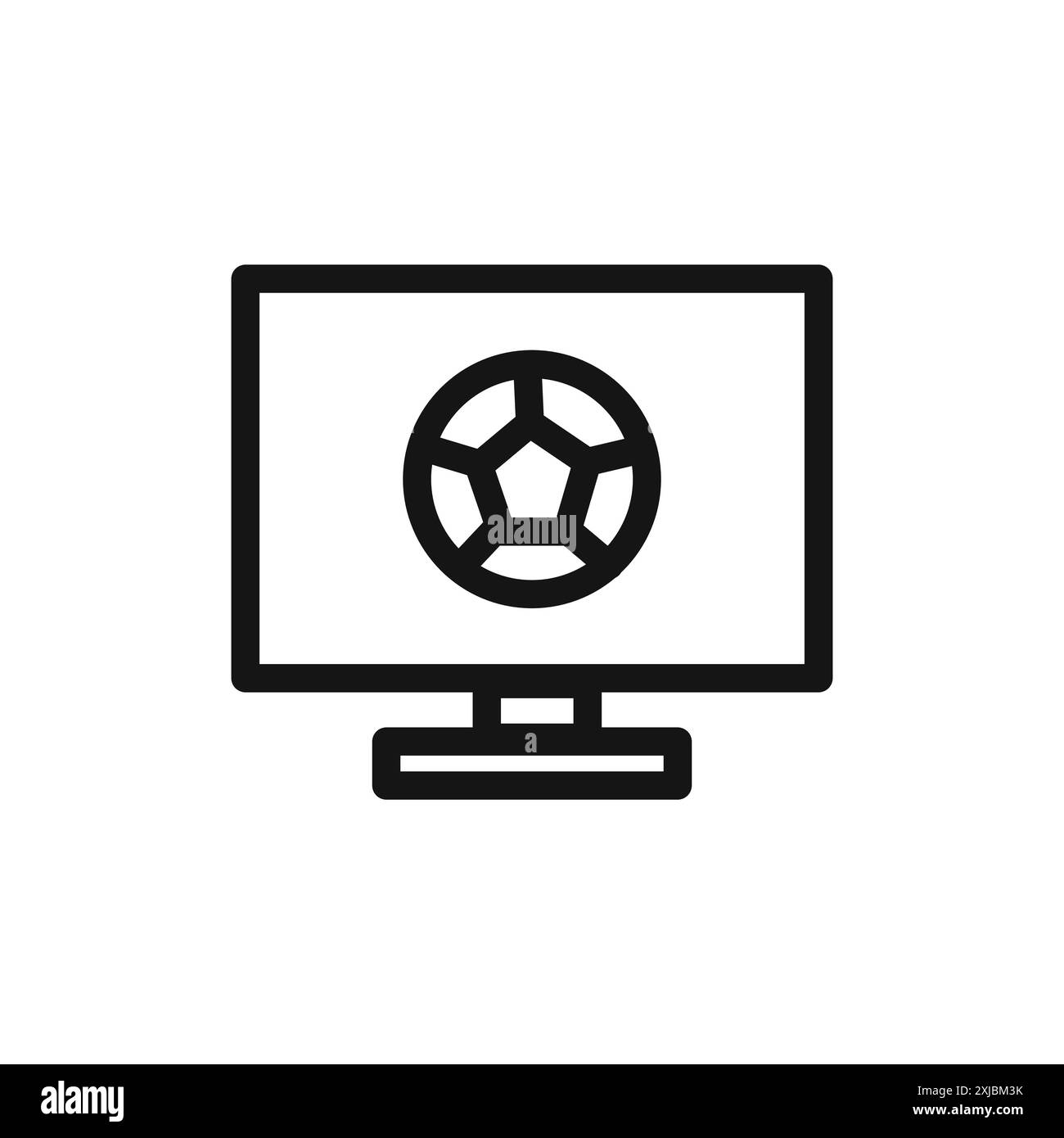 Soccer Live Match On TV icon linear vector graphics sign or symbol set ...