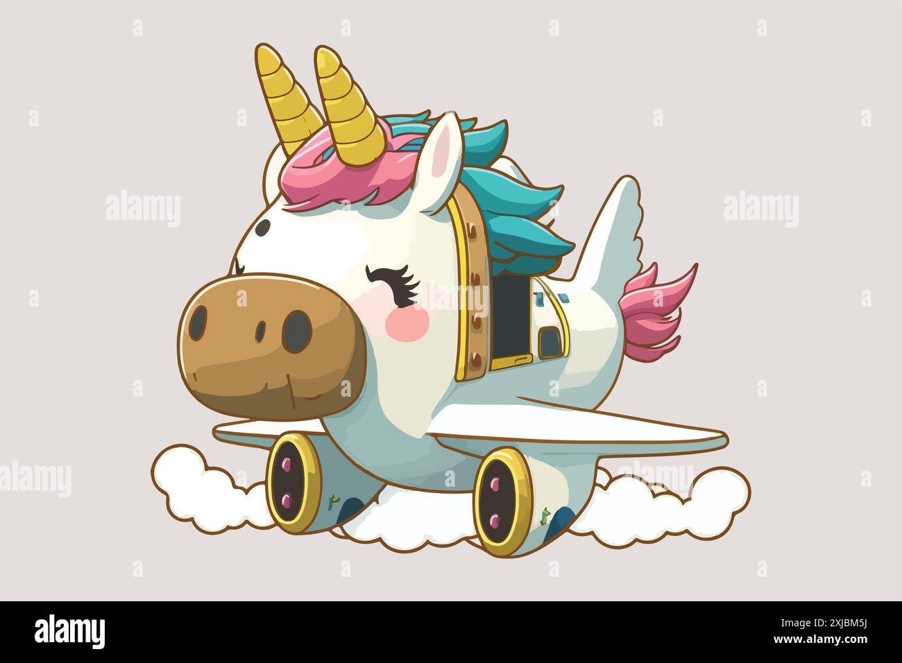 Unicorn Riding a Plane Vector Illustration Stock Vector Image & Art - Alamy