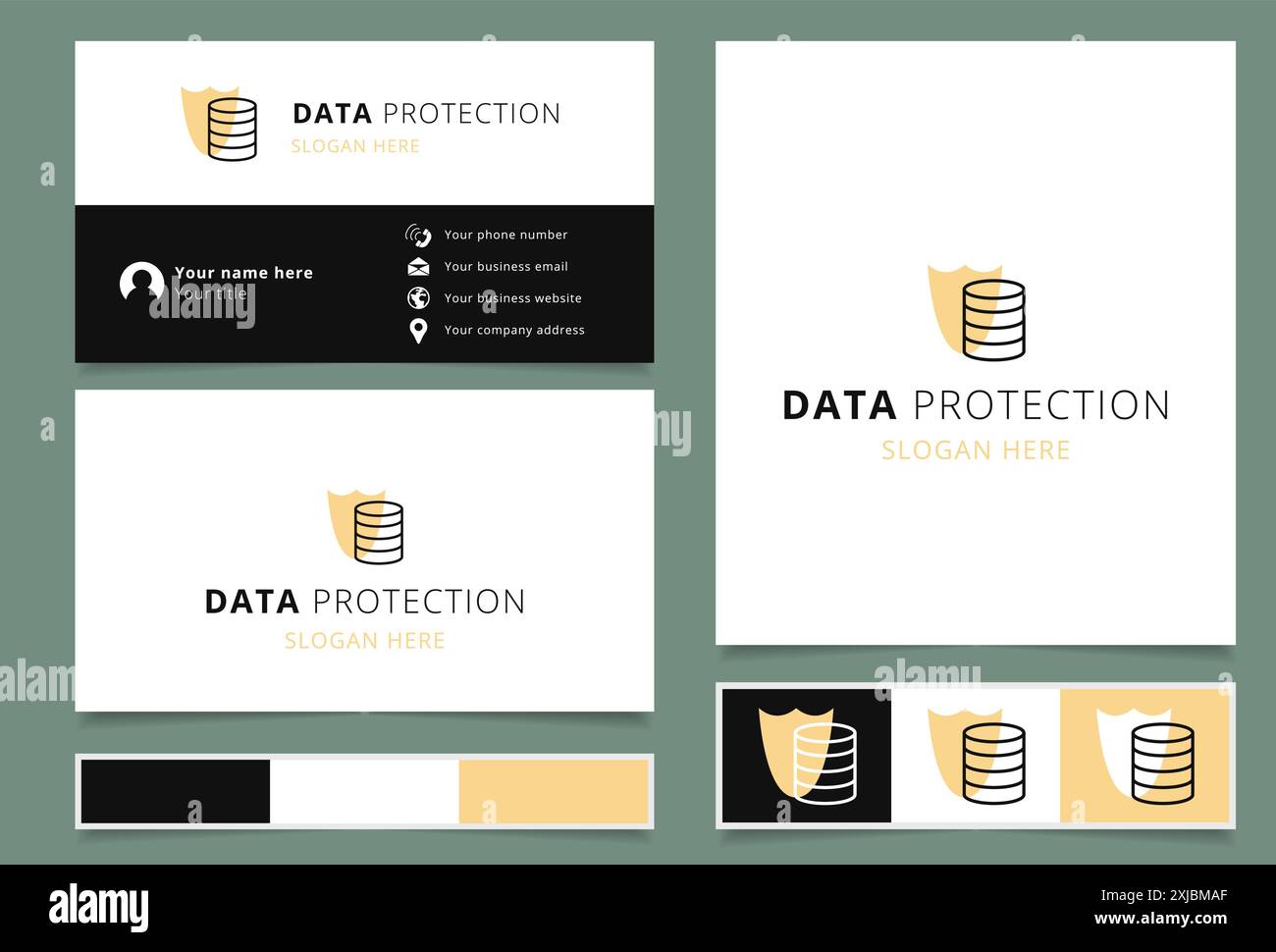 Logo concept featuring shield protecting database icon, representing data protection services ...