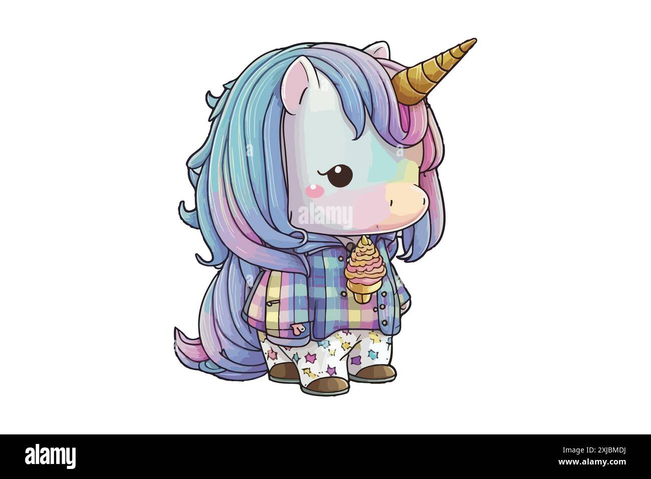 Unicorn Full Body Plaid Cartoon Vector Stock Vector Image & Art - Alamy