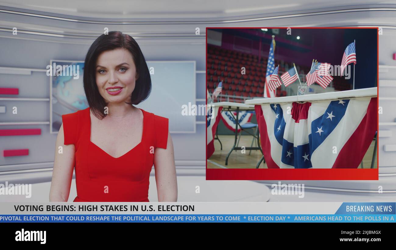 News anchor in tv studio hi-res stock photography and images - Alamy