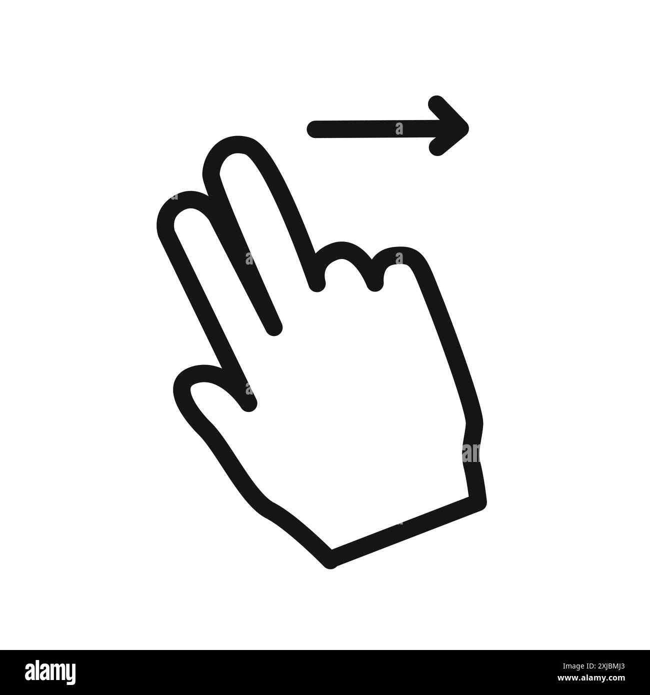two fingers swipe right icon linear vector graphics sign or symbol set for web app ui Stock ...