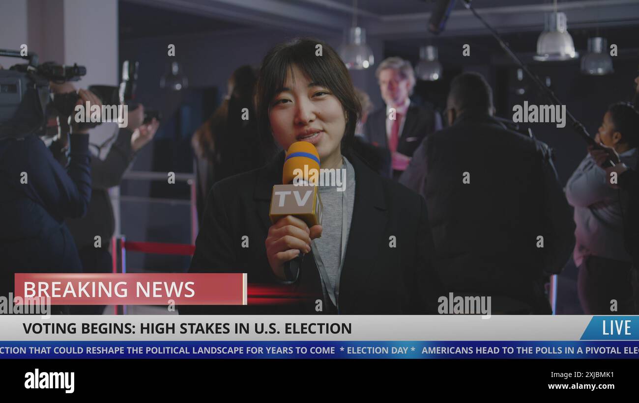 Female asian news reporter hi-res stock photography and images - Alamy