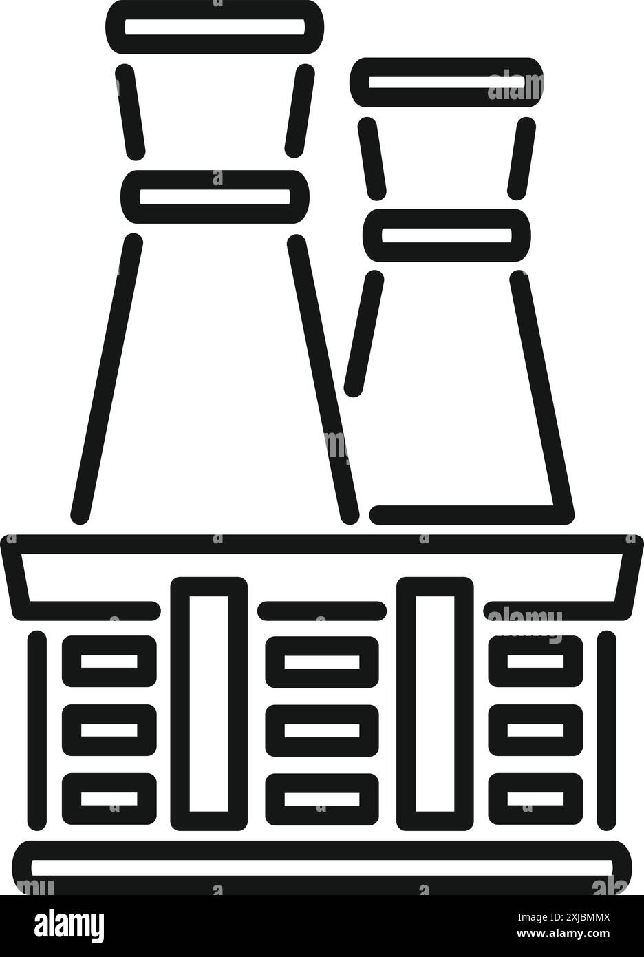 Simple line icon of a nuclear power plant emitting steam from its cooling towers Stock Vector ...