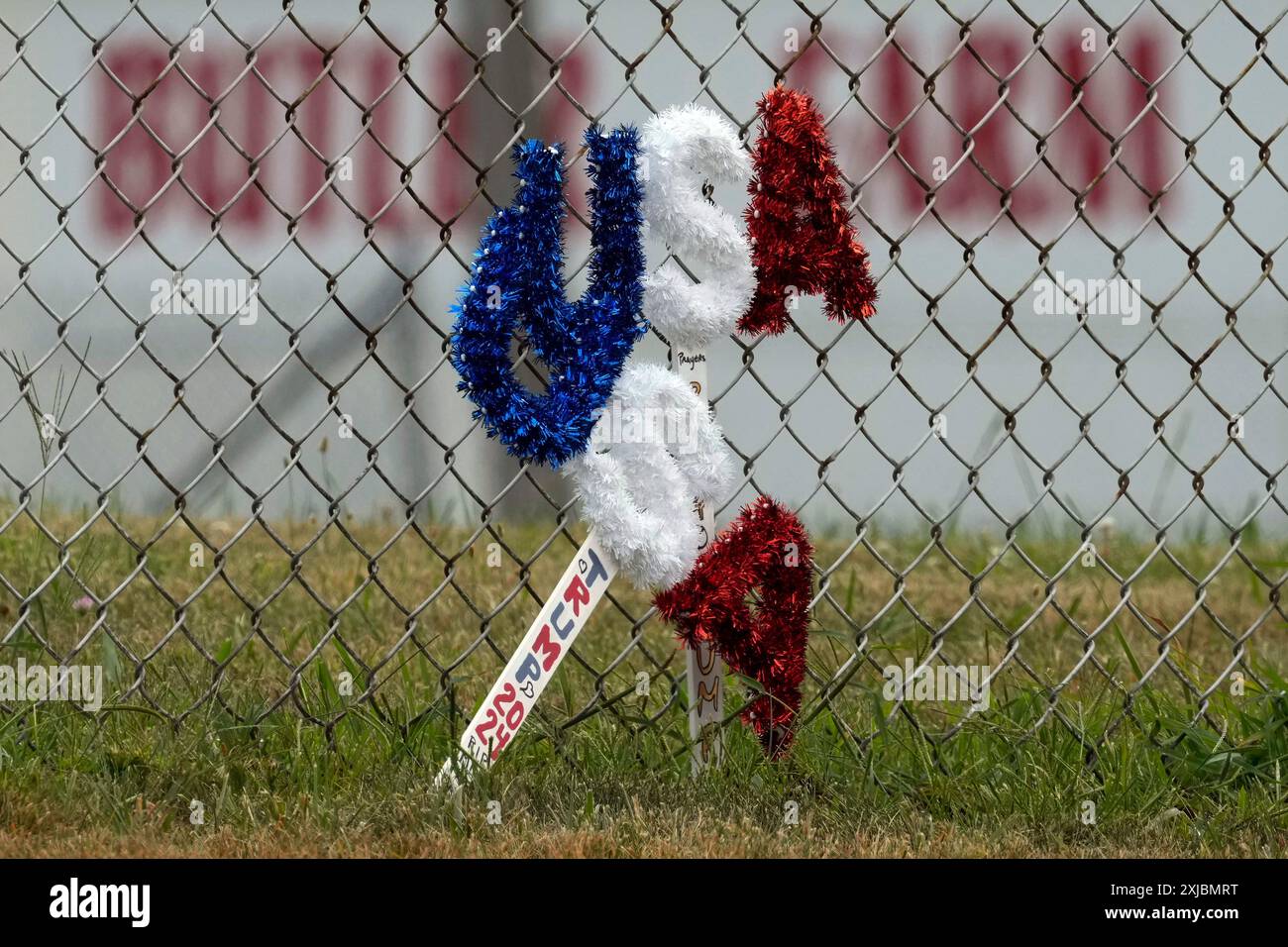 A memorial rest along a fence outside the Butler Farm Show in Butler ...
