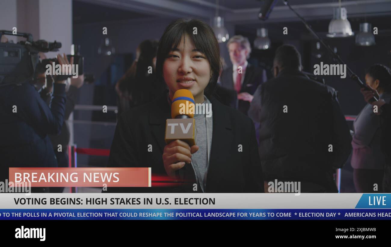 Female asian news reporter hi-res stock photography and images - Alamy