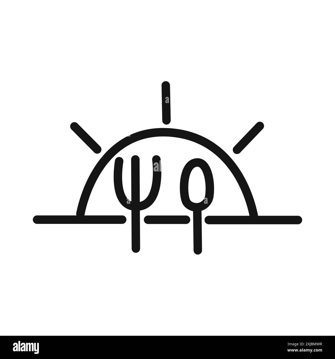 Sunrise Breakfast Icon linear vector graphics sign or symbol set for ...