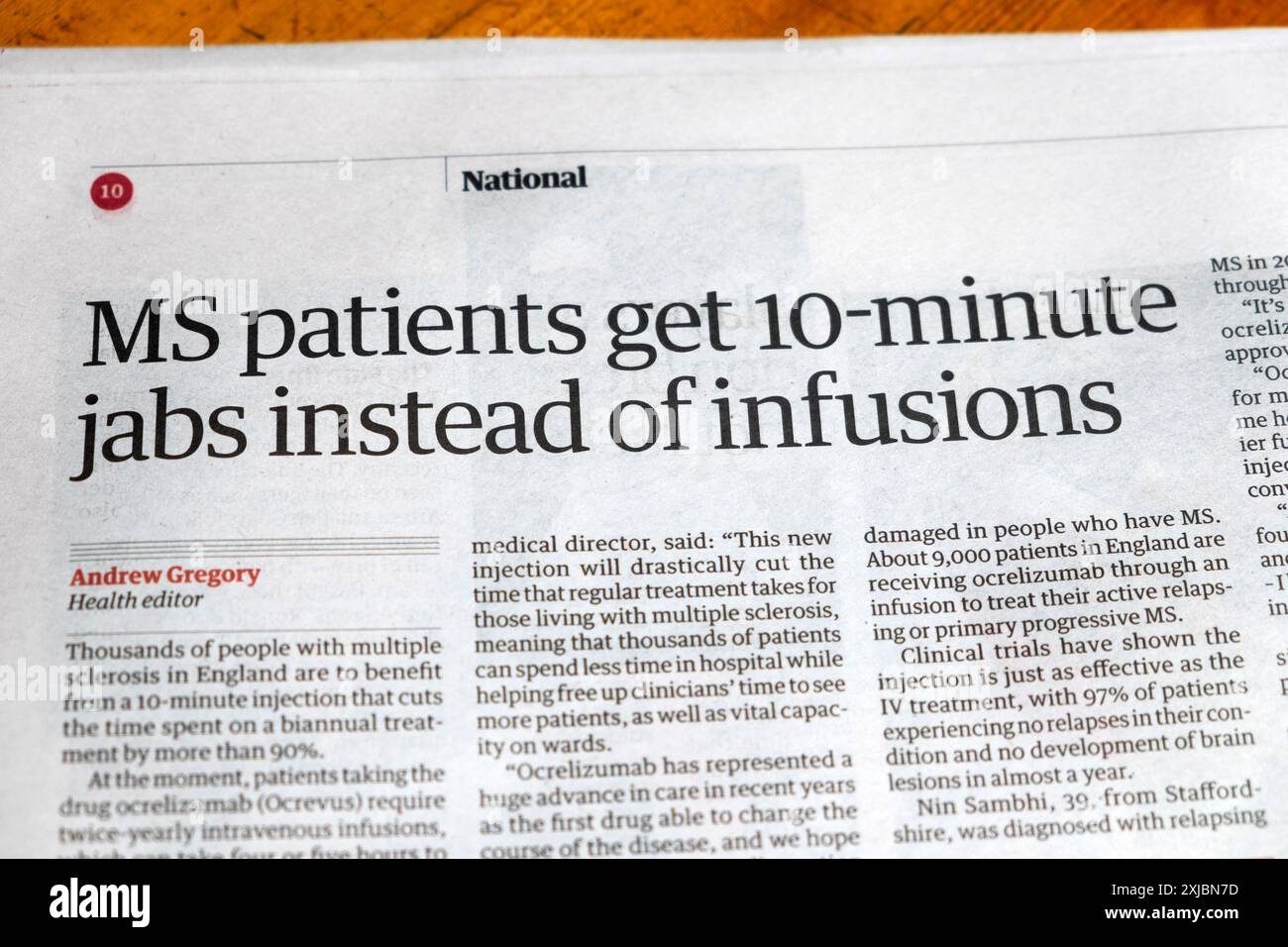 'MS patients get 10-minute jabs instead of infusions' Guardian ...