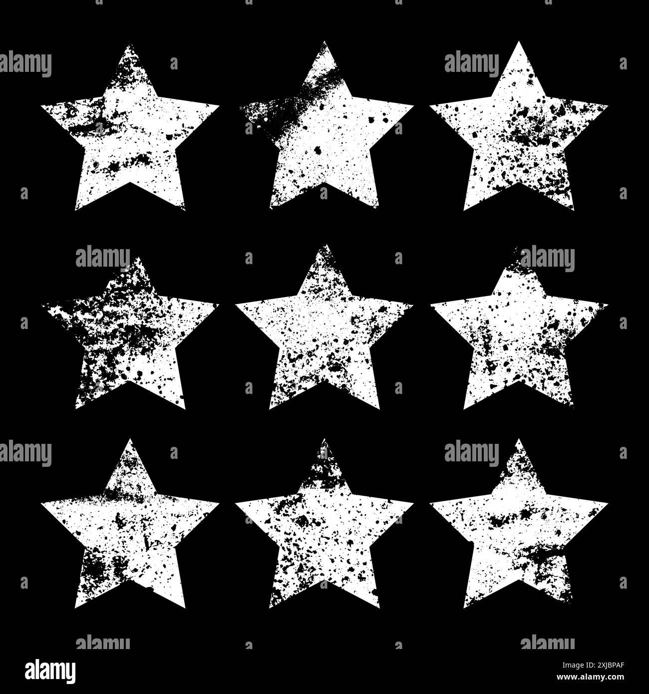 Vintage stars with cracks and stains. Old hand-drawn sign, white simple ...