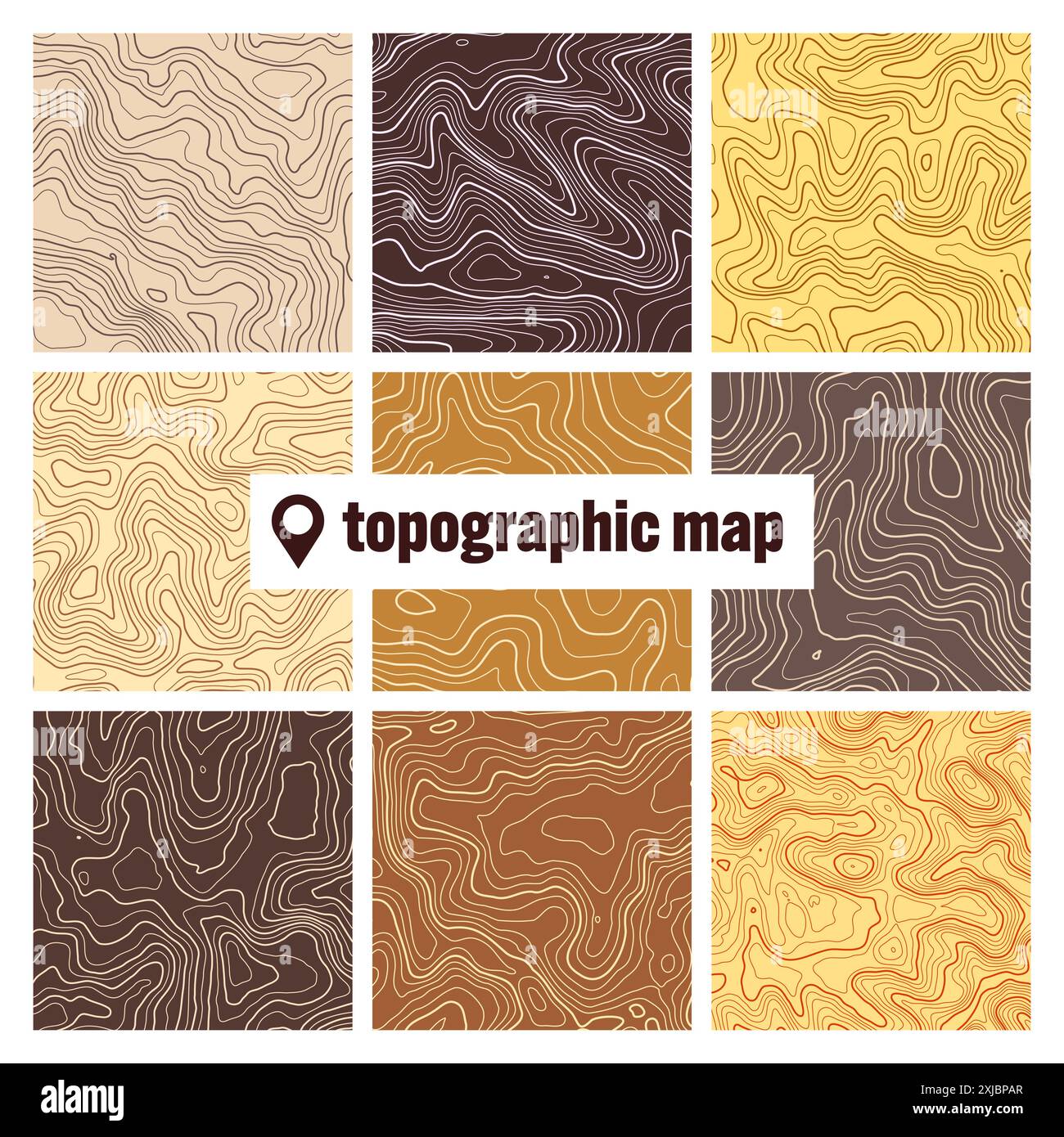 Colorful topographic map with contour lines. Geographic terrain grid ...
