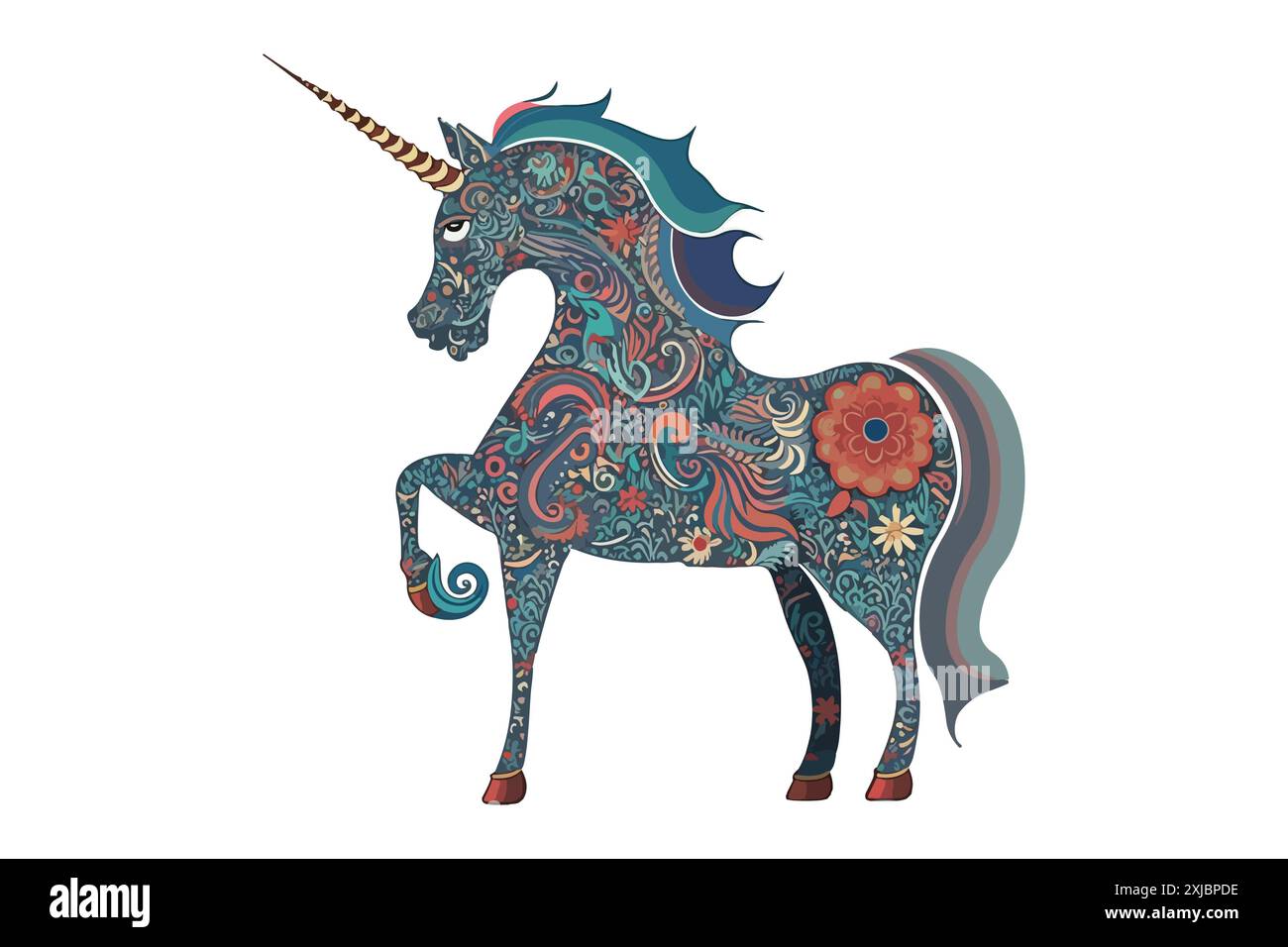 Unicorn folk art style hi-res stock photography and images - Alamy