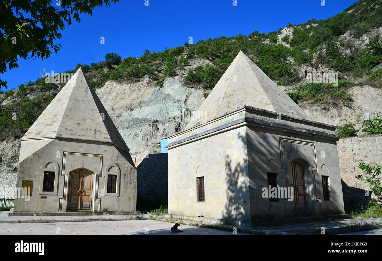 A view from Zeytinlik Mosque and Tombs in Artvin, Turkey. The mosque ...