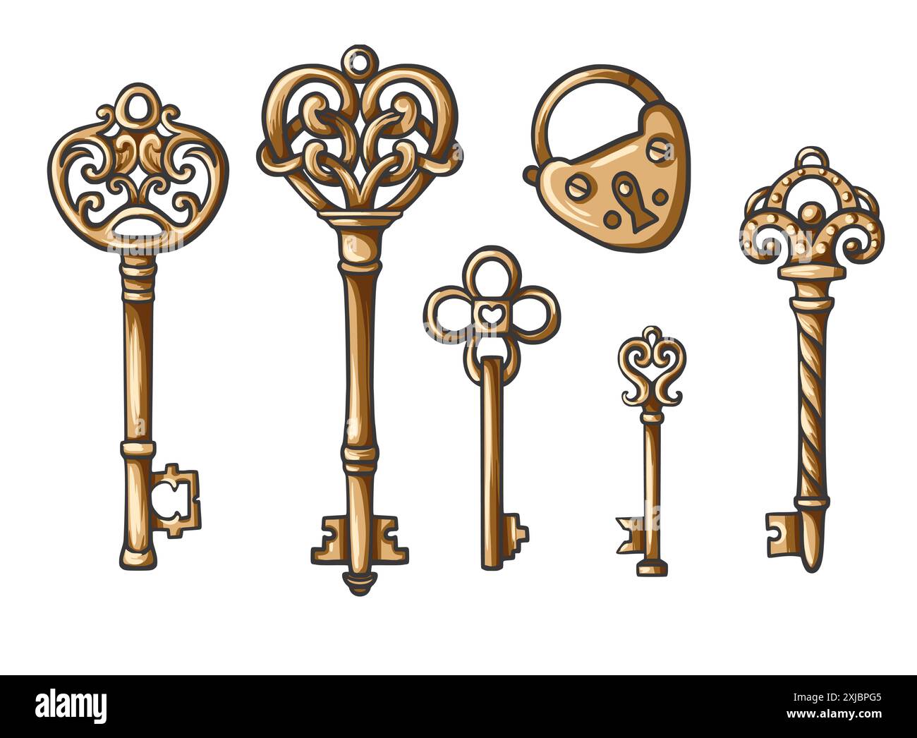Golden vintage keys isolated. Vector Stock Vector Image & Art - Alamy