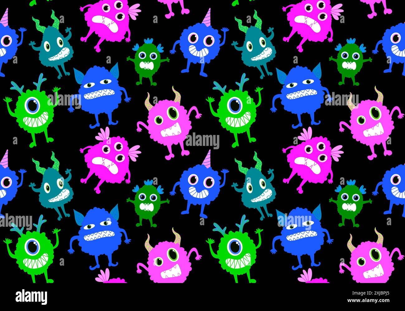 Cartoon monsters seamless pattern for wrapping paper and fabrics and ...