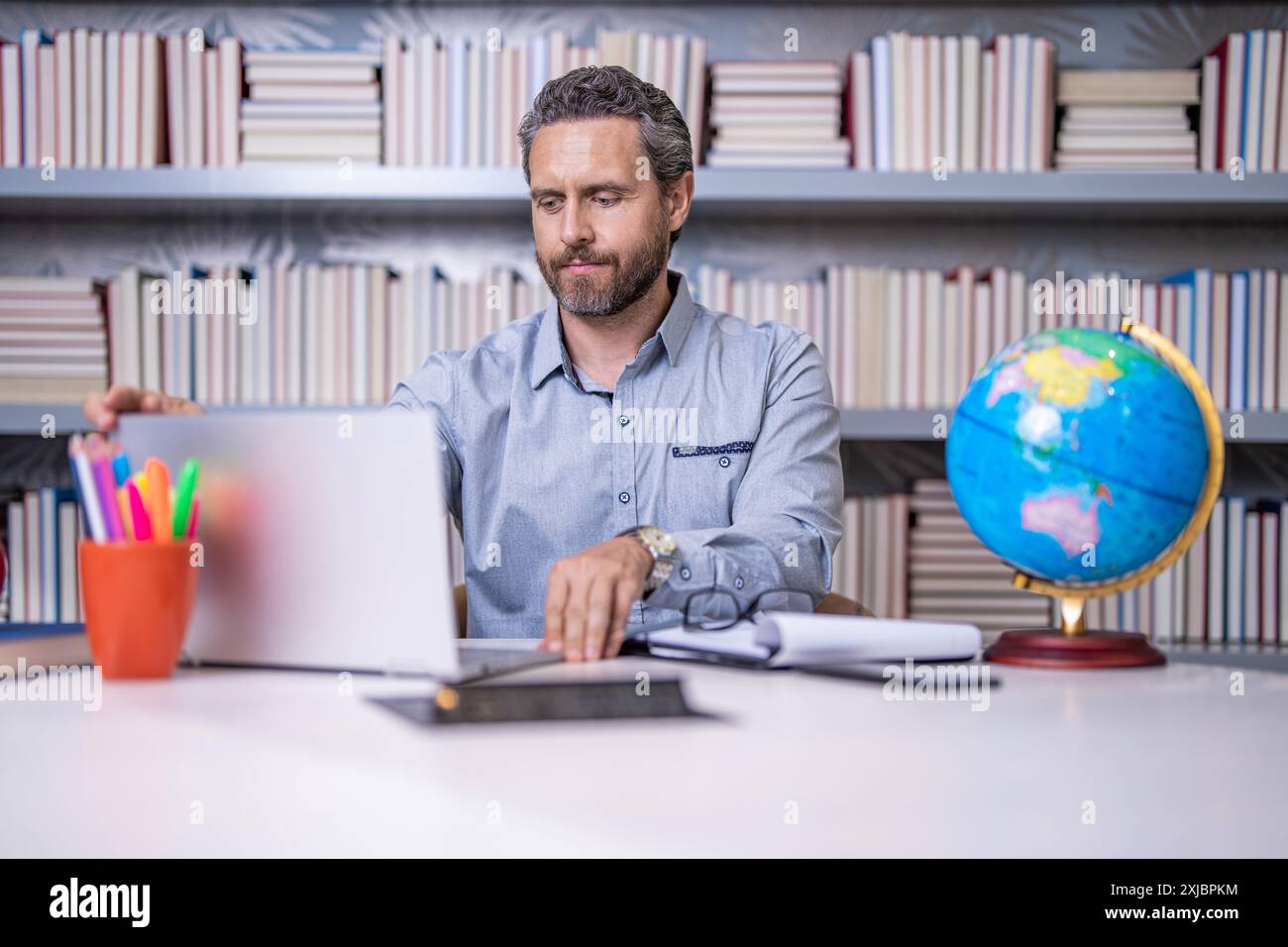 back to school. geographer teacher at school. Millennial school teacher ...