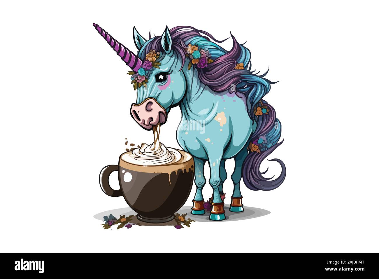 Unicorn Drinking Coffee Vector Illustration Stock Vector Image & Art ...