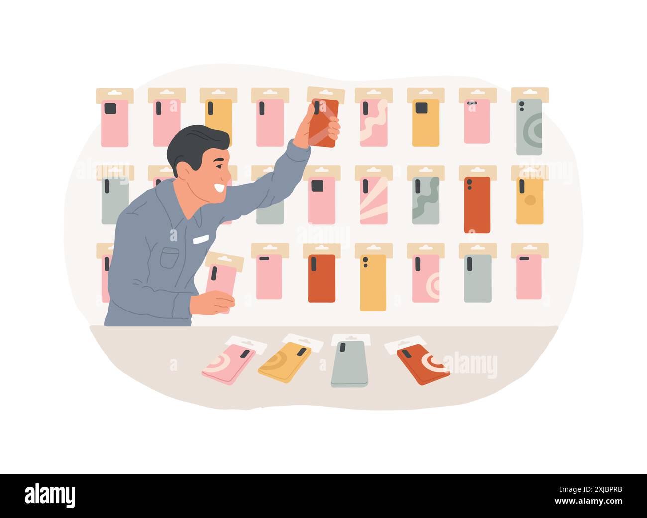 Smartphone cases isolated cartoon vector illustrations Stock Vector ...