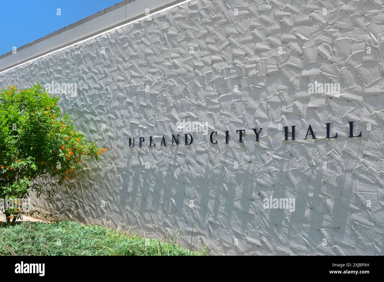 UPLAND, CALIFORNIA - 14 JULY 2024: Close up of the Upland City Hall ...