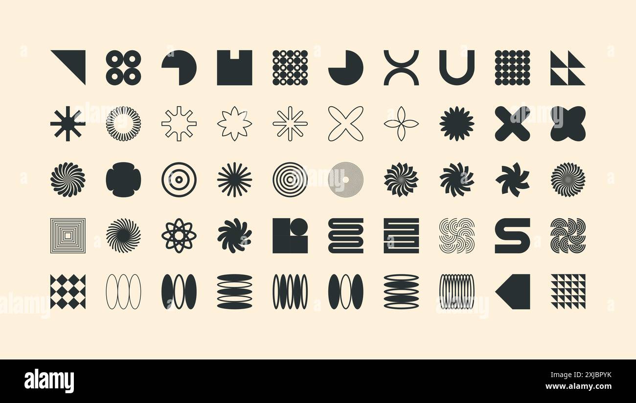 Brutalist geometric shapes, modern symbols. Simple primitive elements ...
