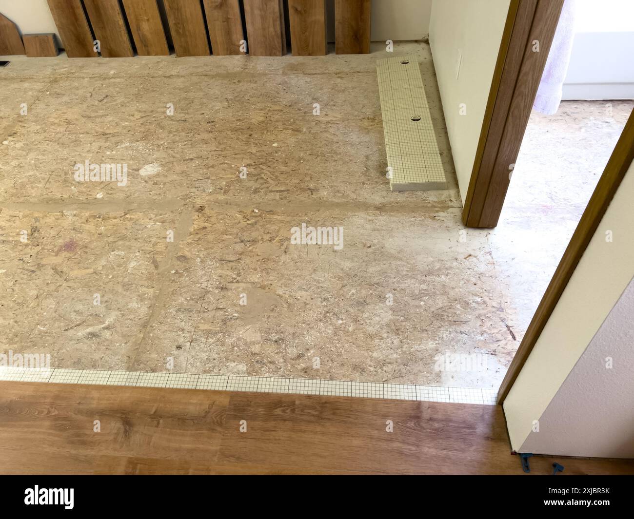 Hardwood Flooring Installation in Progress Stock Photo - Alamy