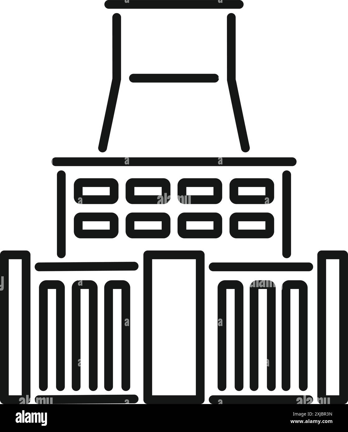 Line drawing of a nuclear power plant generating clean energy Stock ...