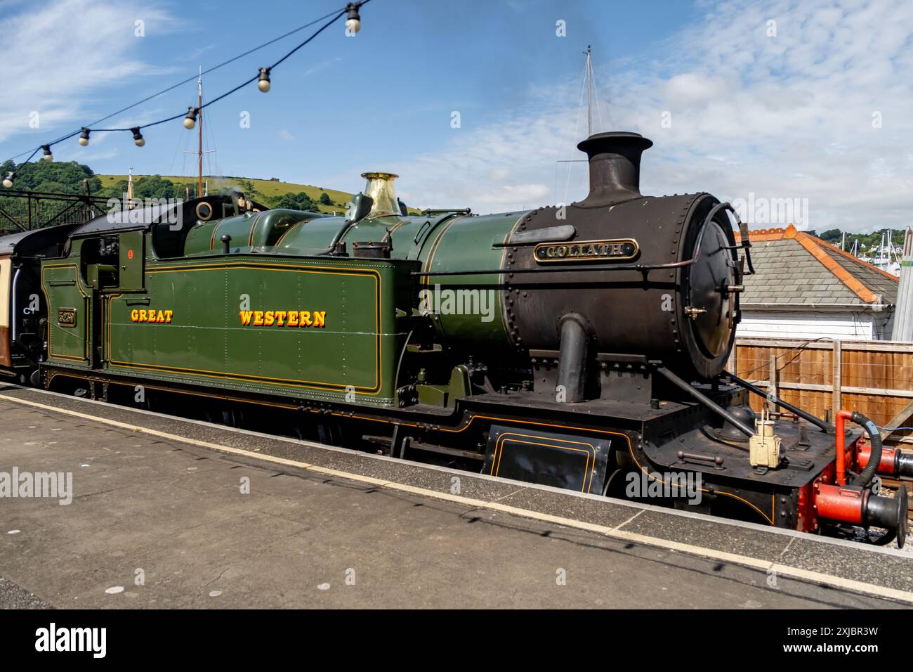Kingswear, Devon, UK – June 29 2024. The Goliath steam train on the ...