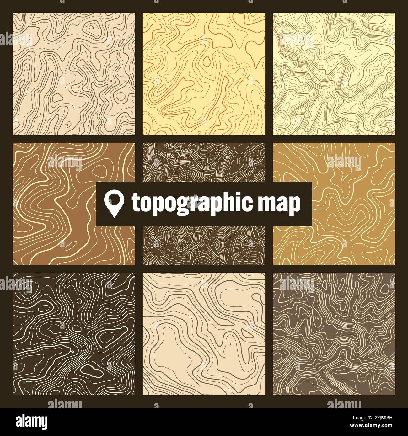 Colorful topographic map with contour lines. Geographic terrain grid ...
