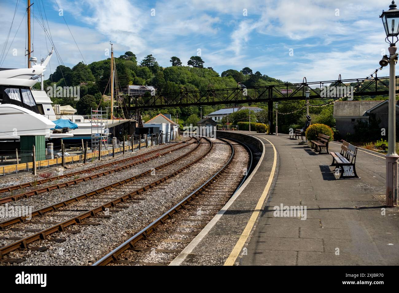 A view down the train tacks at Kingswear station on the Dartmouth Steam ...