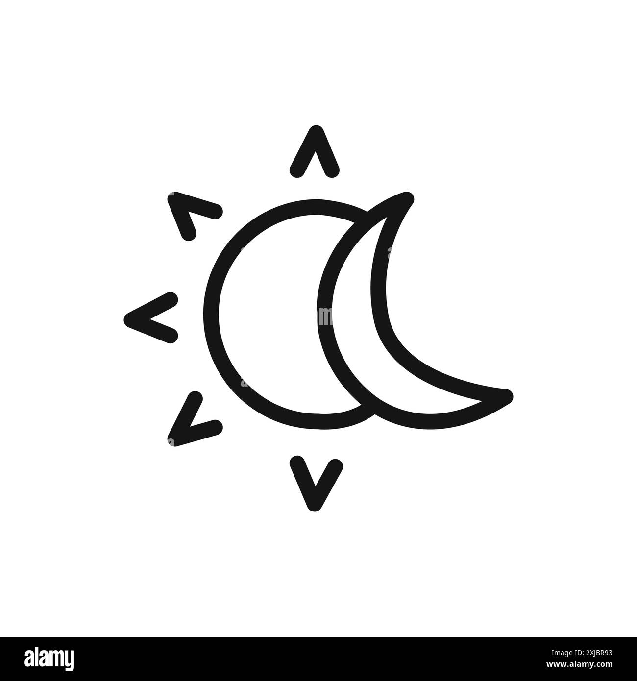 Sun and moon icon linear vector graphics sign or symbol set for web app ...