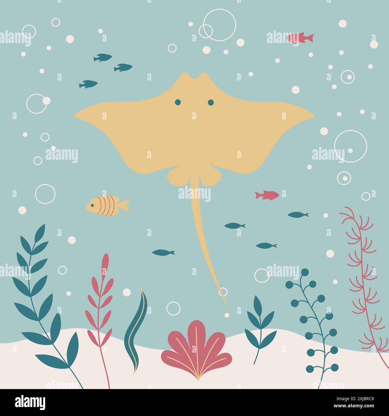 A flat art vector illustration featuring a stingray Stock Vector Image ...