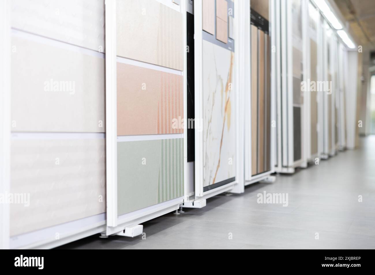 Samples of tiles displayed in hardware store Stock Photo - Alamy
