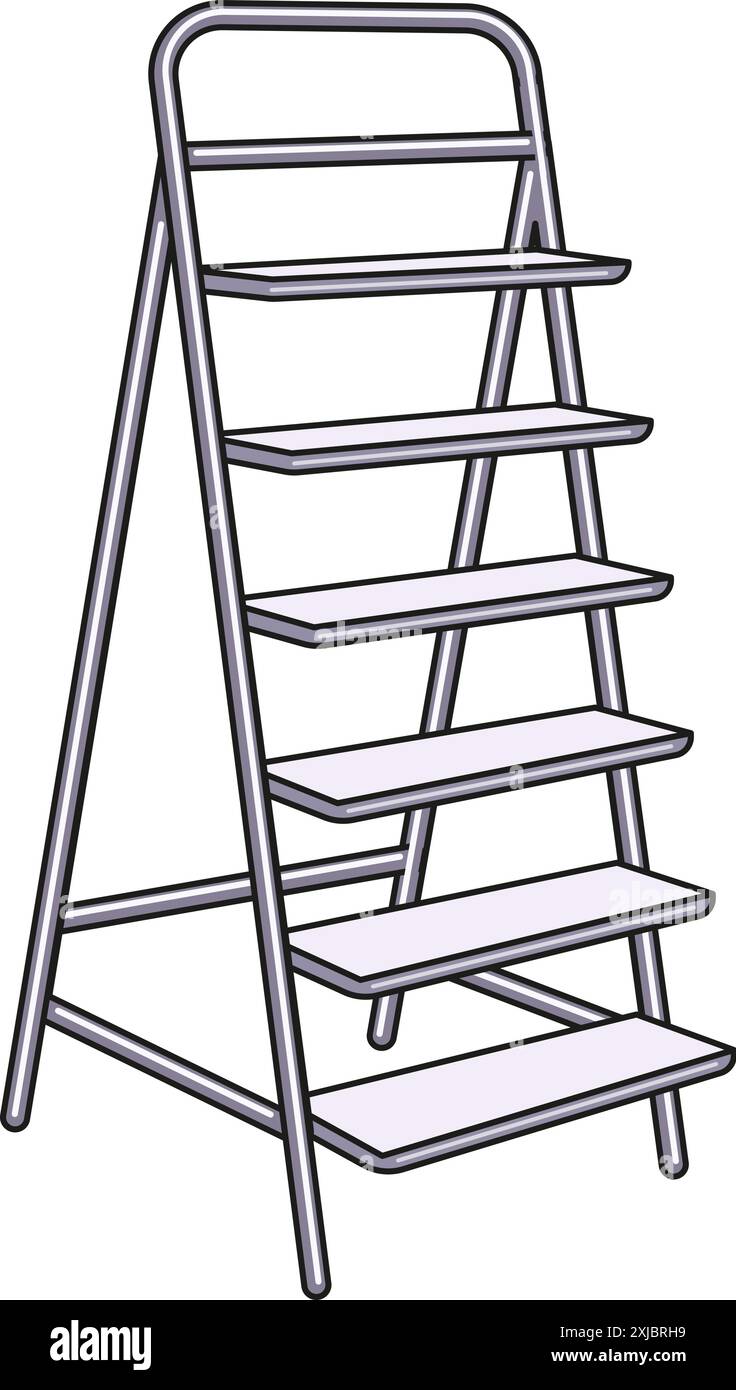 Tall empty shelving unit with multiple tiers standing isolated on white ...