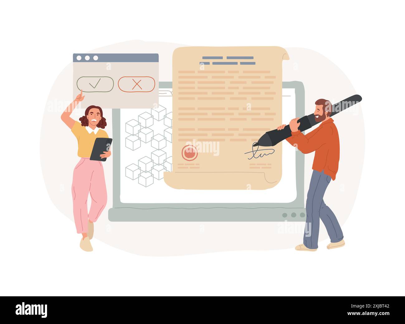 Smart contract isolated cartoon vector illustrations Stock Vector Image ...