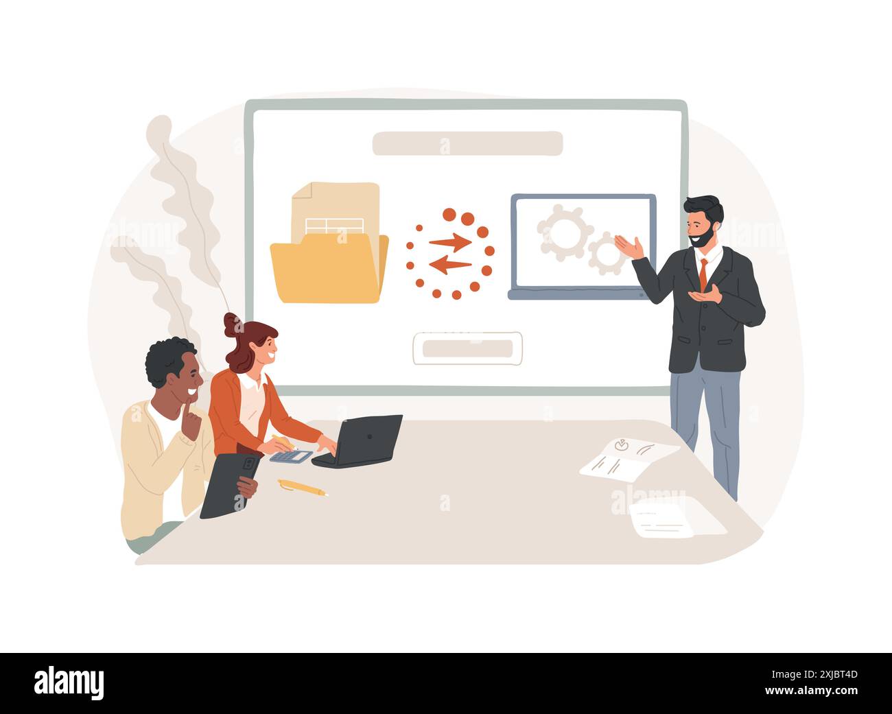 Automated data transfer isolated cartoon vector illustrations Stock ...