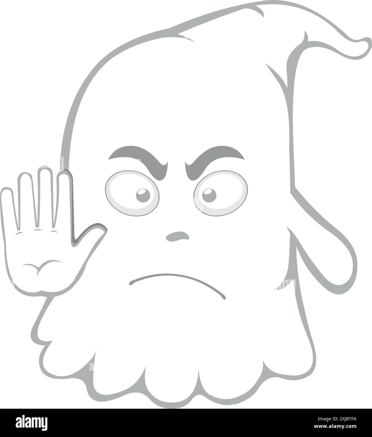 vector illustration character ghost cartoon, with a stop hand gesture ...