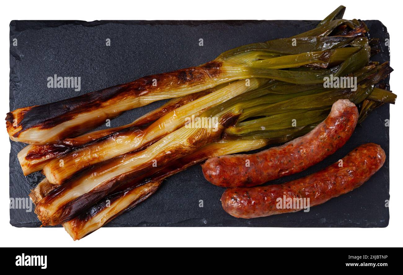 Catalan roasted calcots with salvitxada sauce and grilled botifarra ...