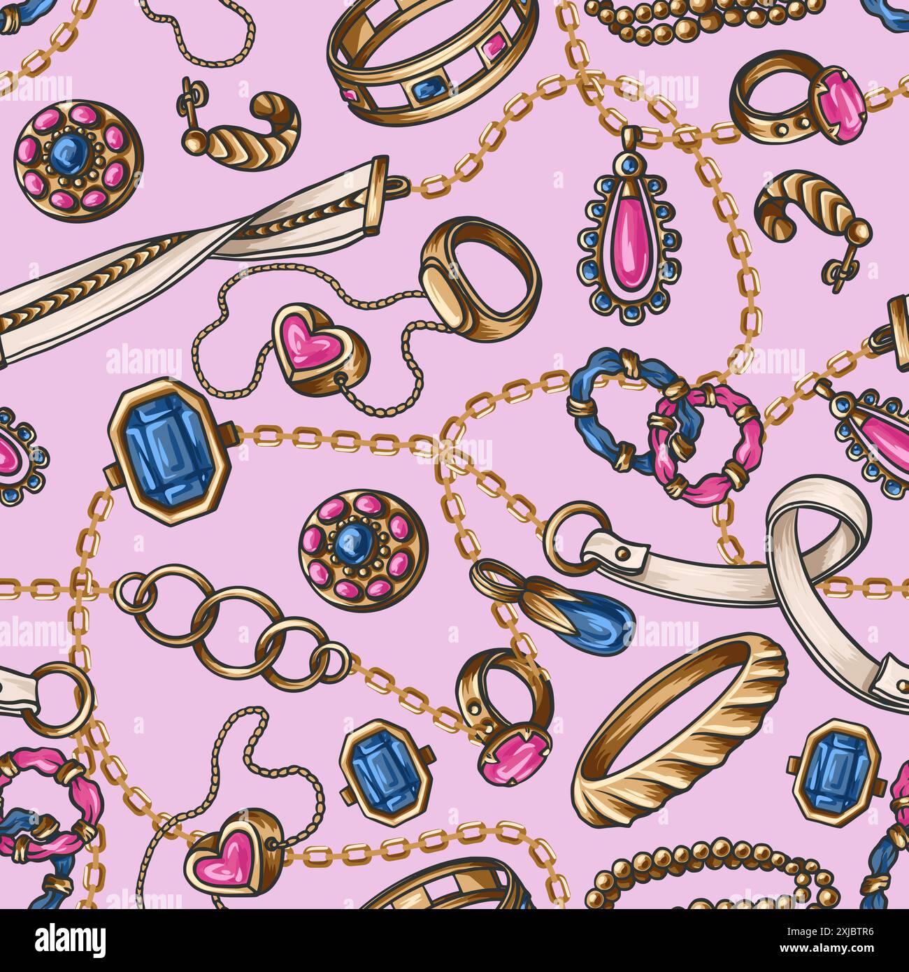 Seamless pattern with jewelry, belt and chain. Vector Stock Vector ...