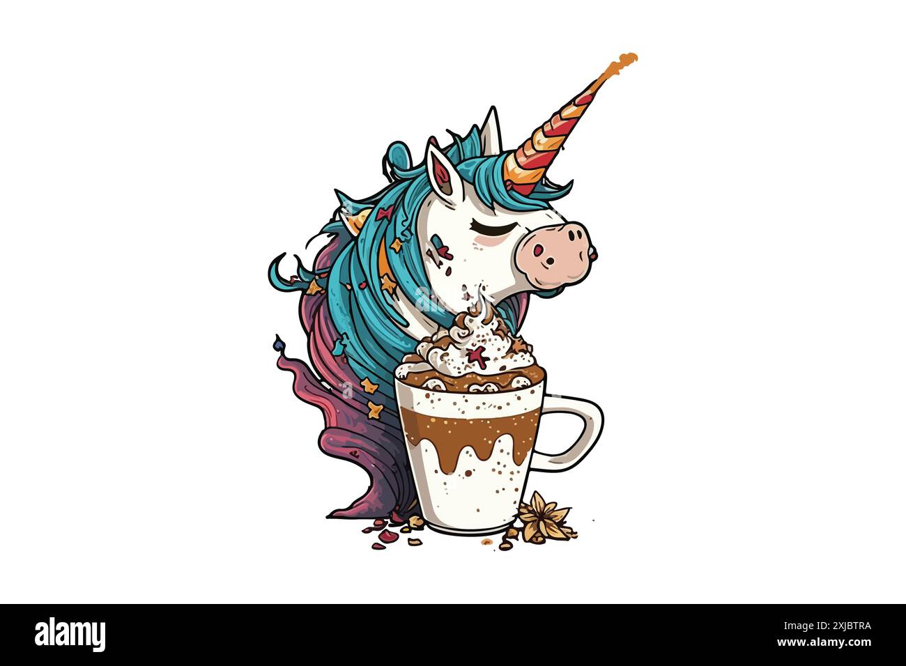 Unicorn Drinking Coffee Vector Illustration Stock Vector Image & Art ...
