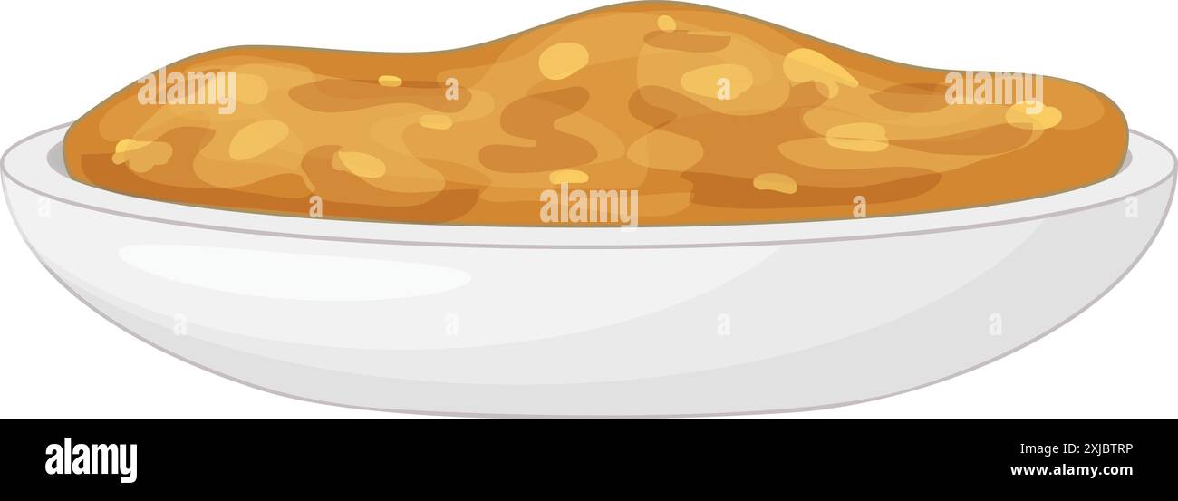 White bowl is overflowing with creamy peanut butter Stock Vector Image ...