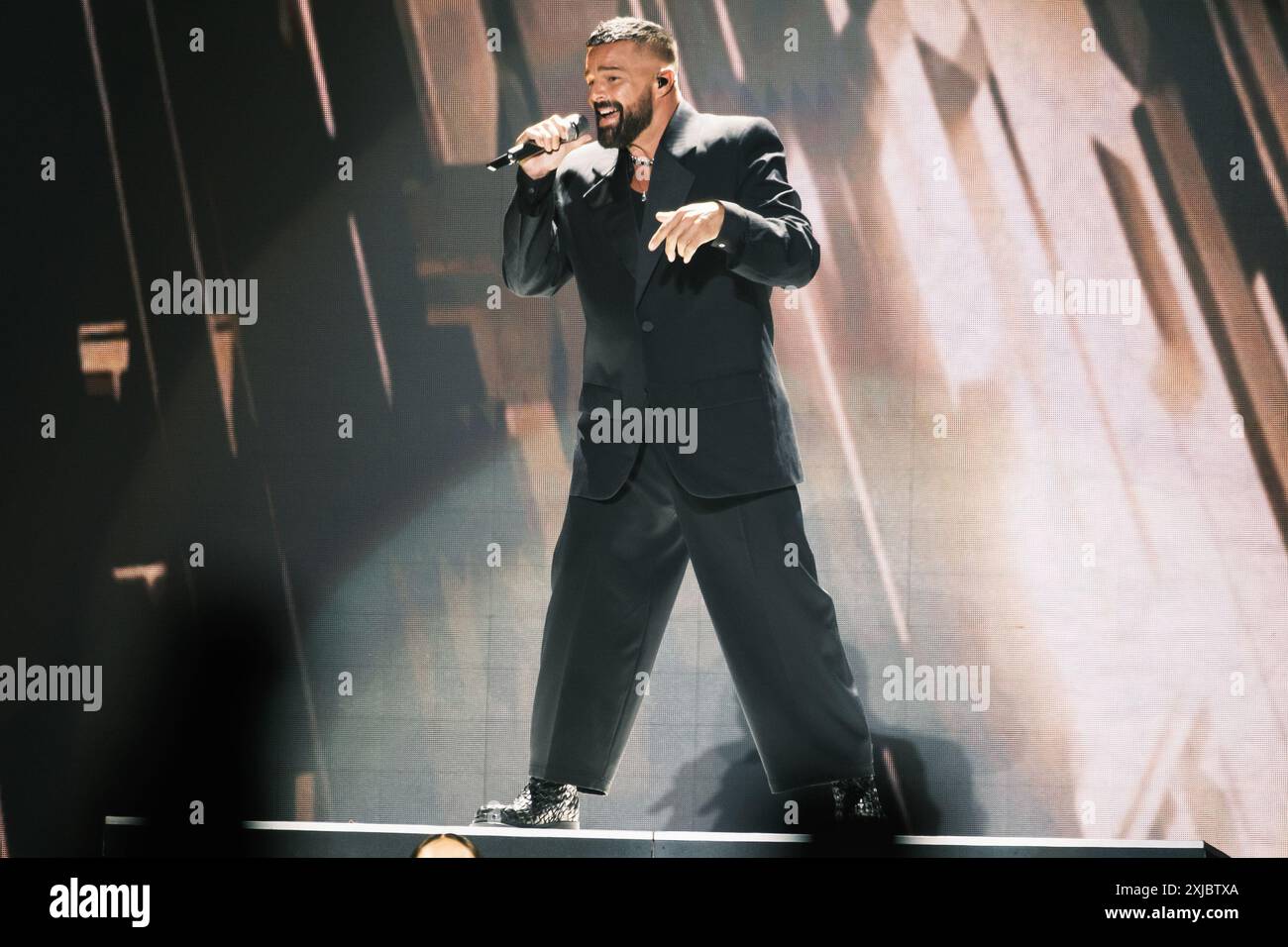 Singer Ricky Martin during a performance at the WiZink Center on July ...