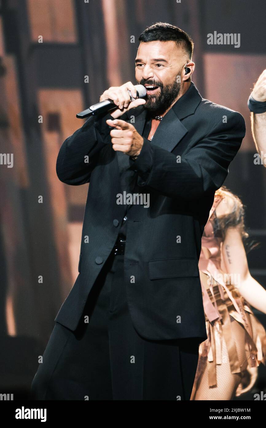 Singer Ricky Martin during a performance at the WiZink Center on July ...