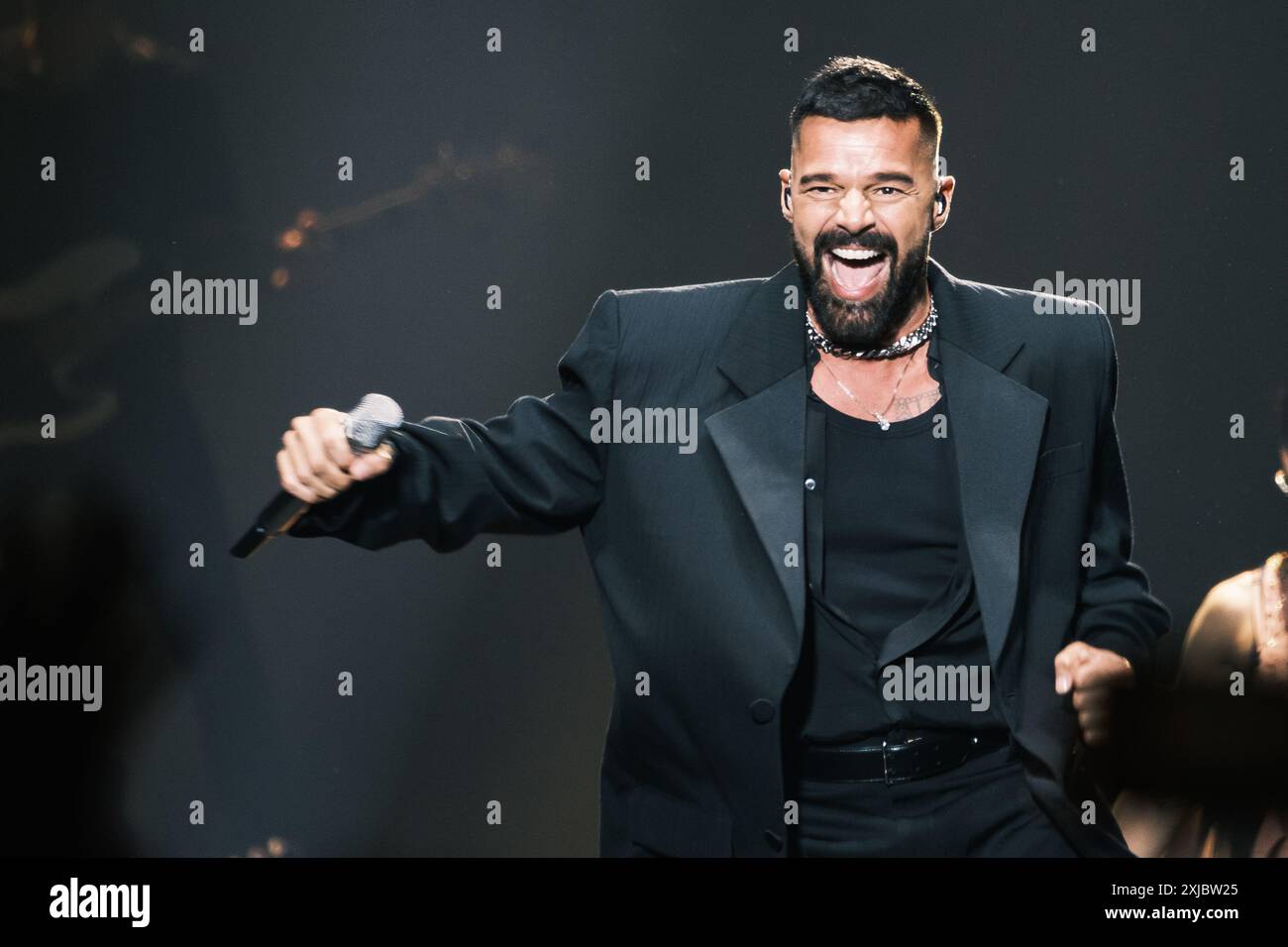 Singer Ricky Martin during a performance at the WiZink Center on July ...