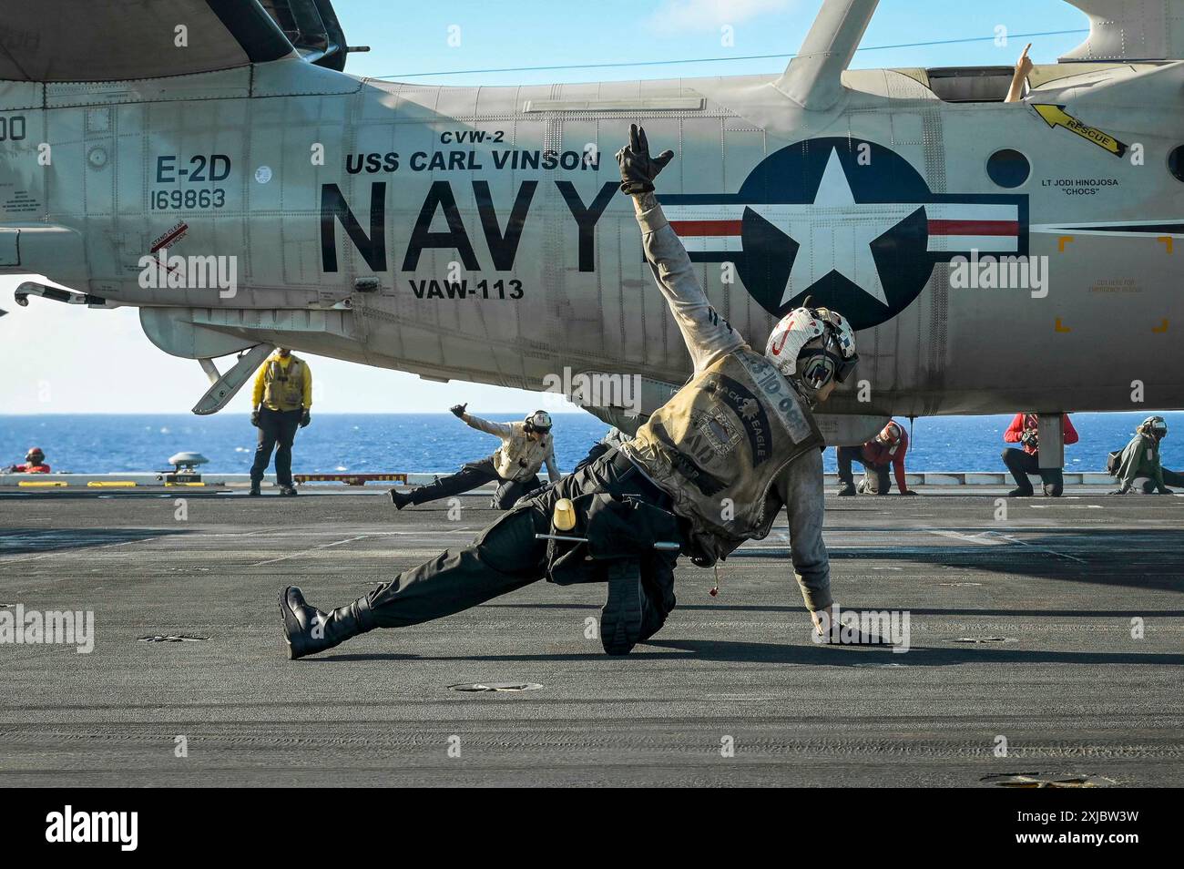 U.S. Navy E-2D Advanced Hawkeye launches from Nimitz-class aircraft ...